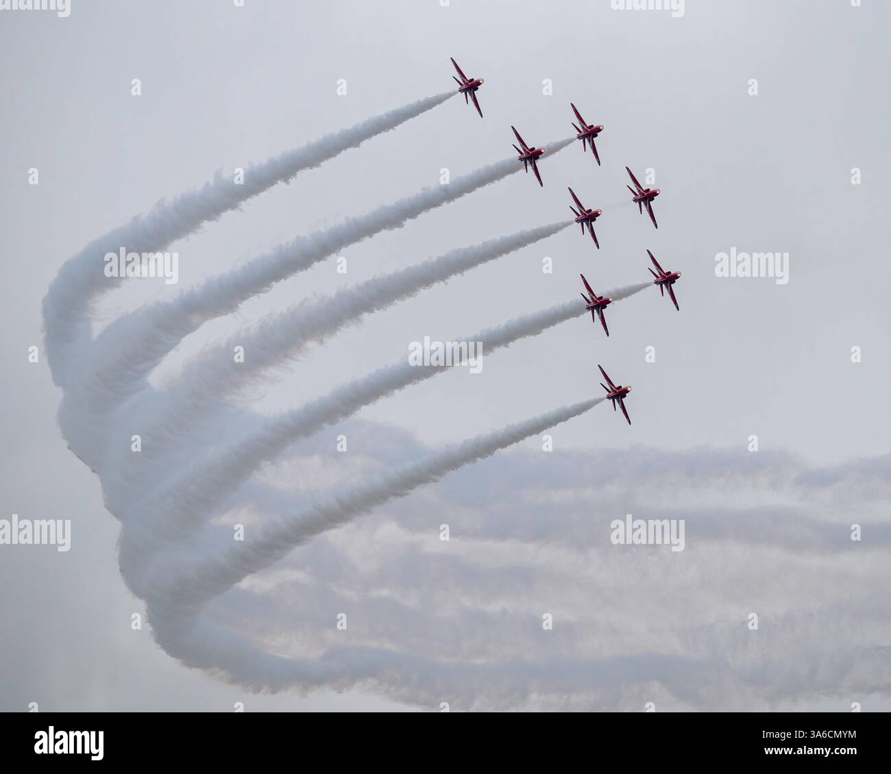 RAF's Red Arrows performing their Apollo manoeuvre at Sidmouth Regatta ...