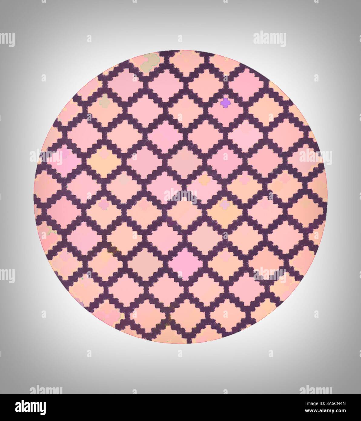 A circular design featuring a repeating geometric pattern of ...