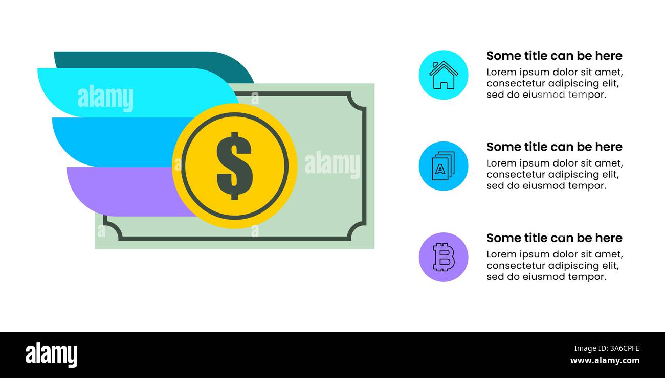Infographic template with icons and 3 options or steps. Money. Can be ...