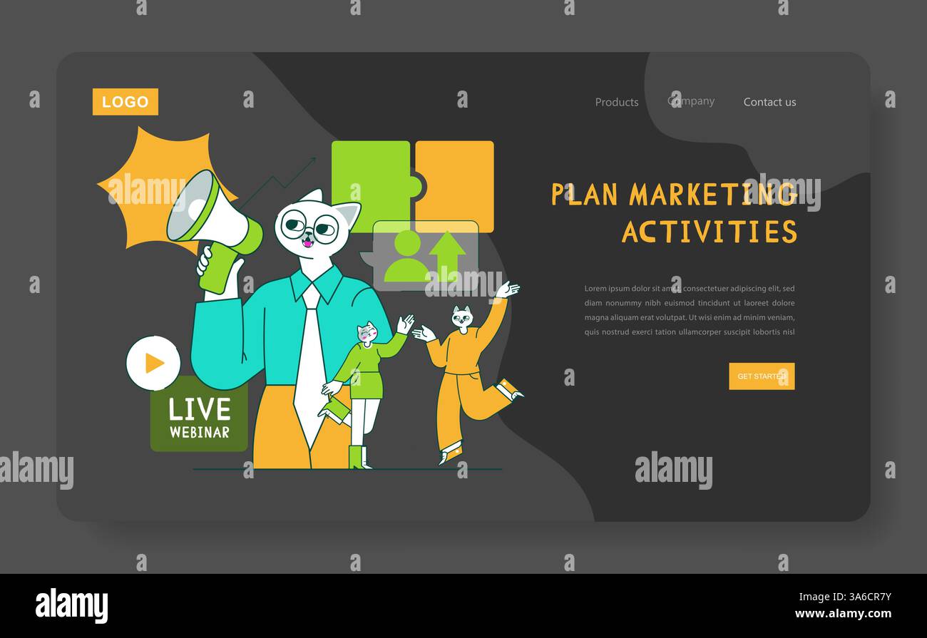 Marketing Tools Cat concept. A dynamic illustration representing ...