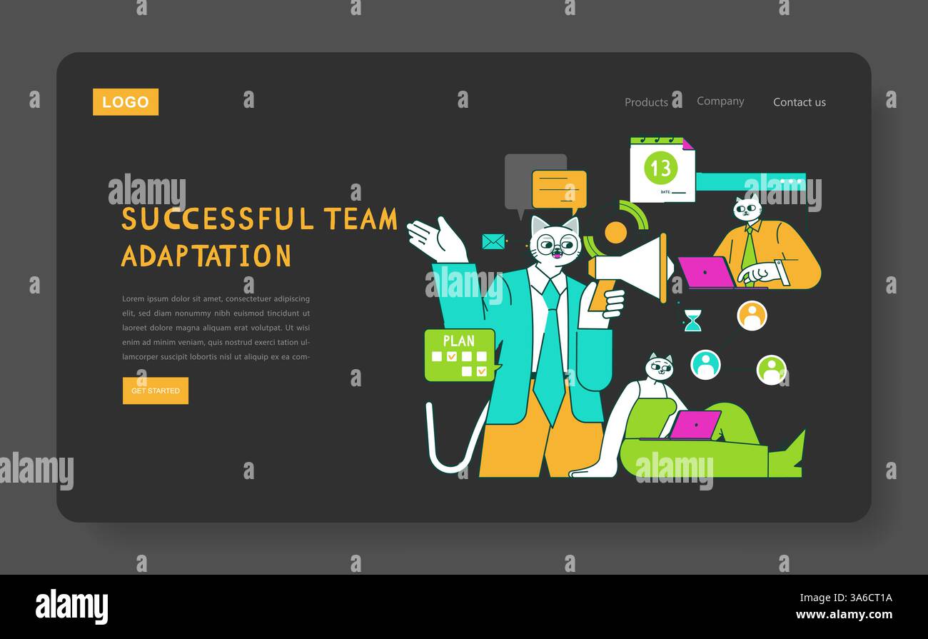 Business cat concept in a modern work environment. Highlights team ...