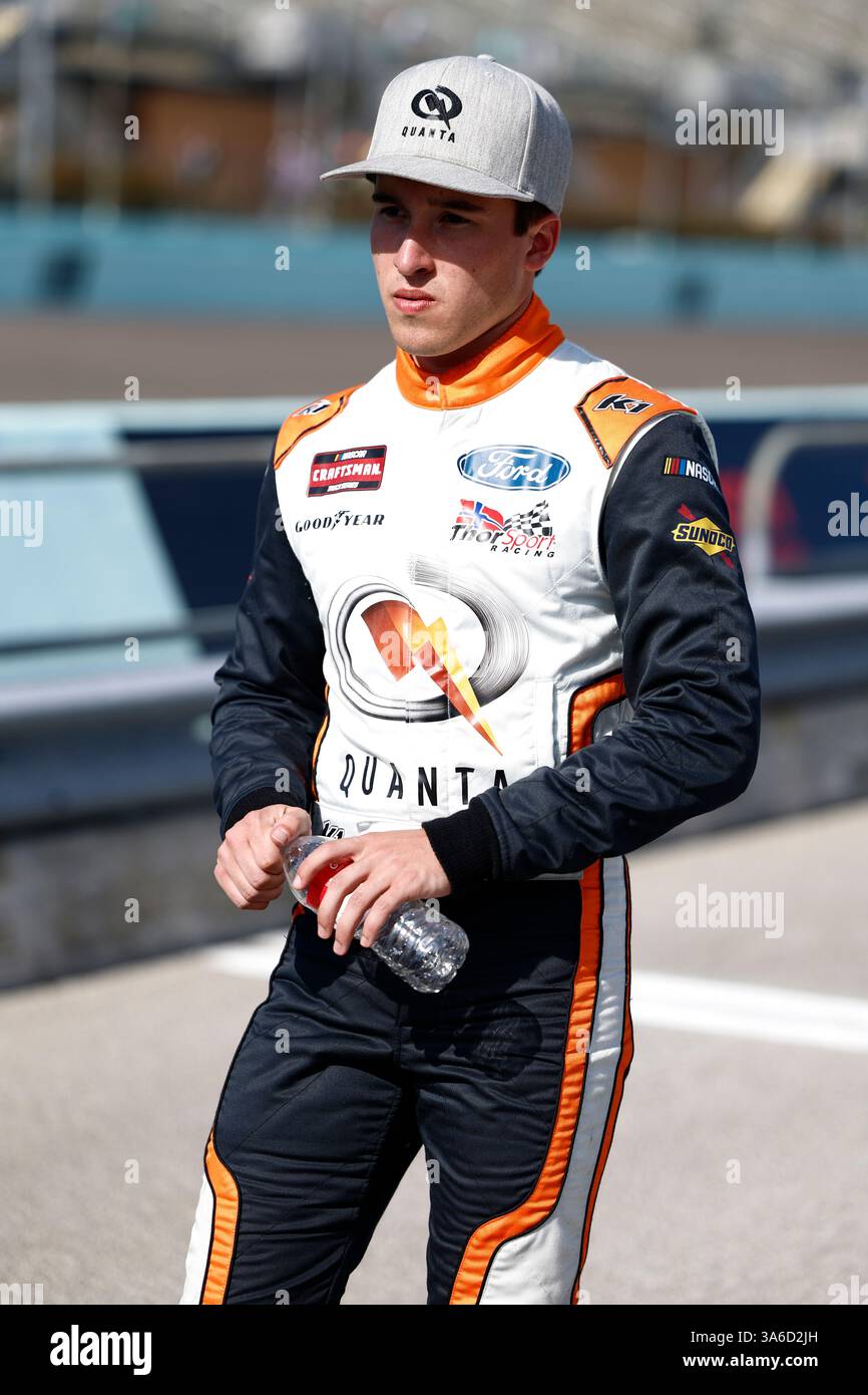 Homestead, Fl, USA. 21st Mar, 2025. JAKE GARCIA (13) gets ready to ...