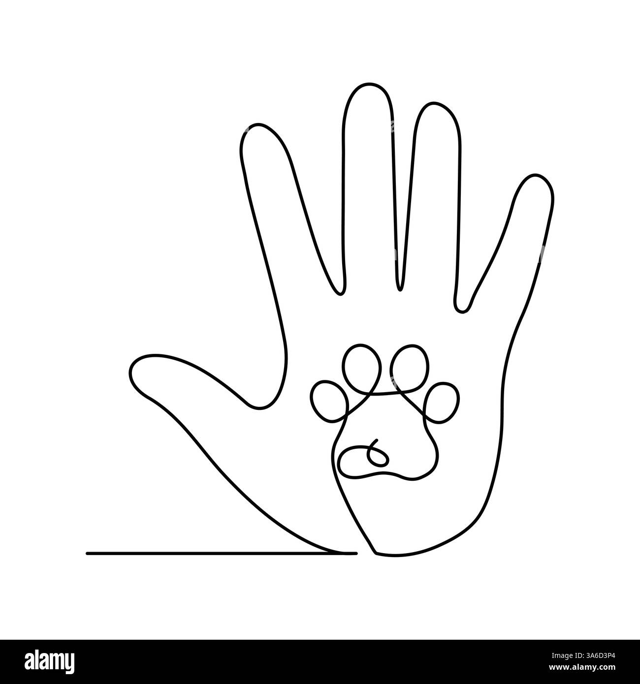 Dog paw foot print continuous one line drawing art vector design Stock ...