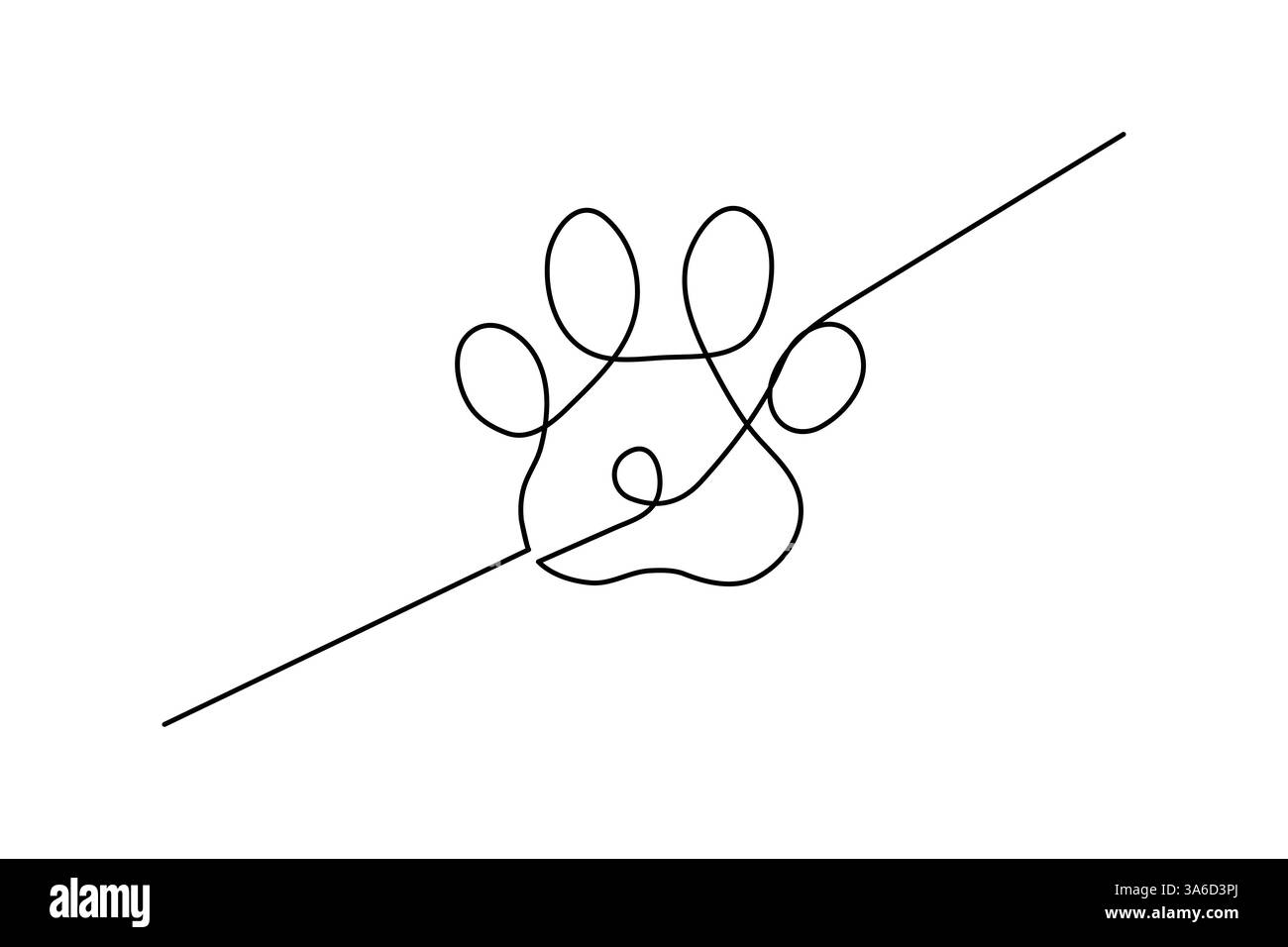 Dog paw foot print continuous one line drawing art vector design Stock ...