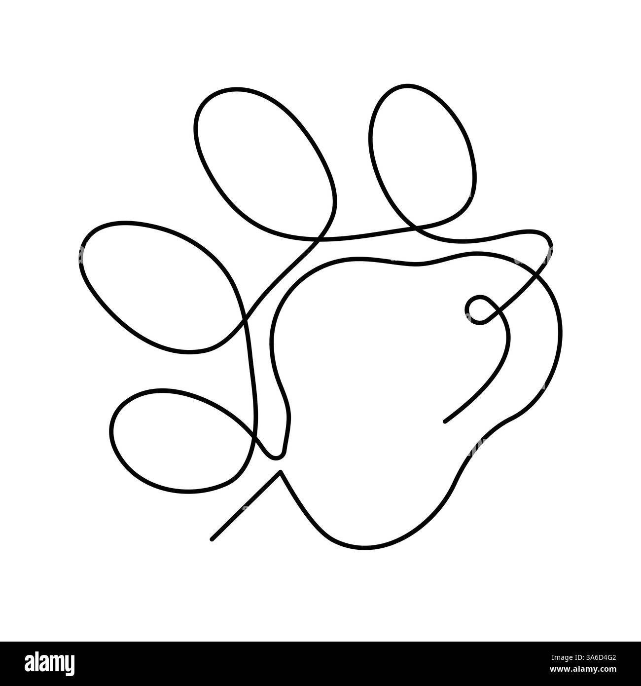 Dog paw foot print continuous one line drawing art vector design Stock ...