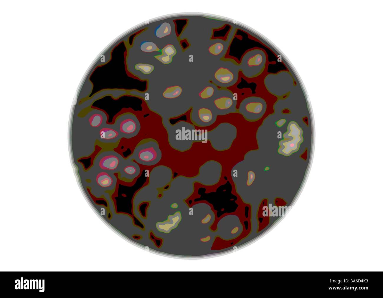 A circular view showcasing an abstract pattern with organic shapes in ...