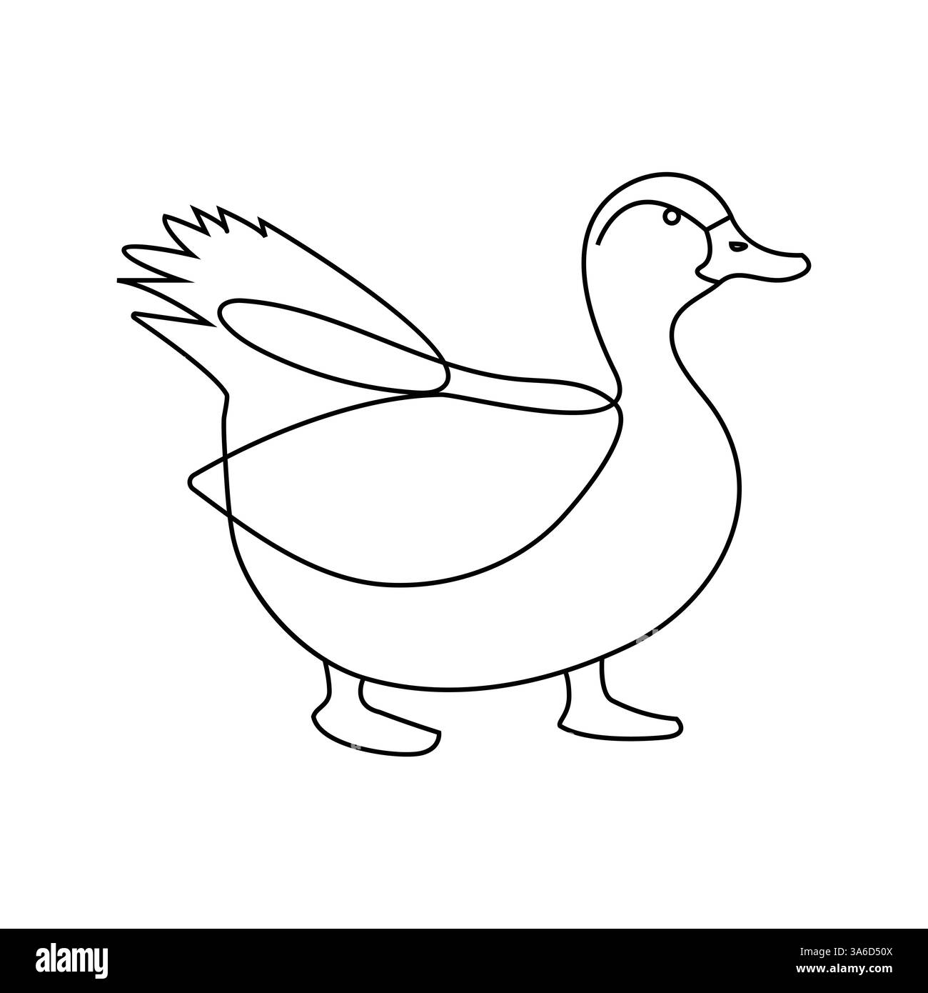 Duck continuous one line drawing of Animal Pets love concept abstract ...