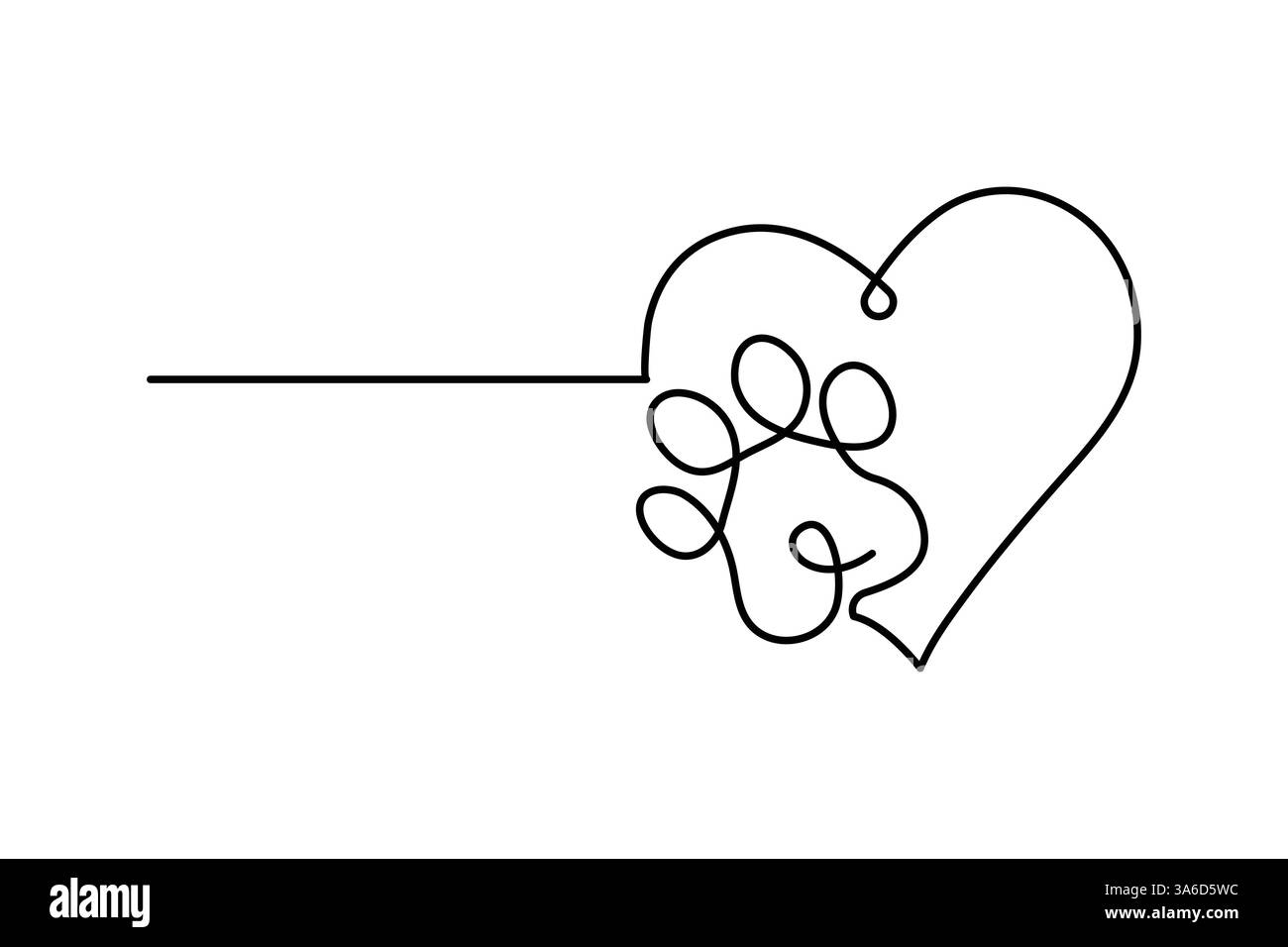 Dog paw foot print continuous one line drawing art vector design Stock ...