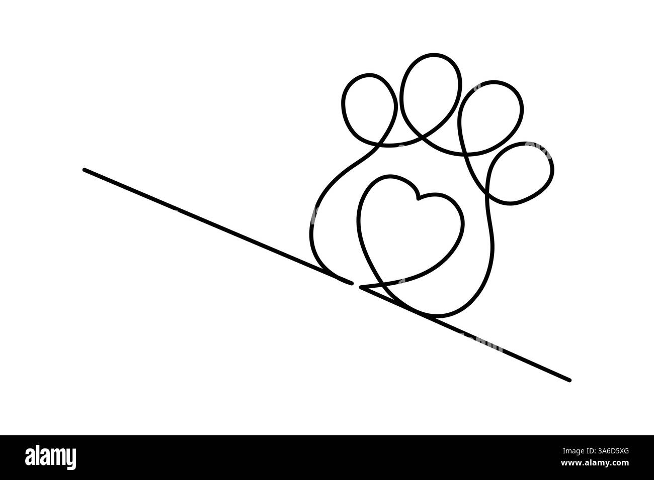 Dog paw foot print continuous one line drawing art vector design Stock ...