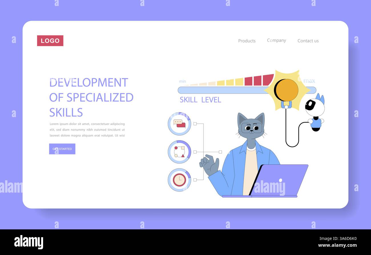 AI Assistant For Work. This illustration showcases a cat character ...