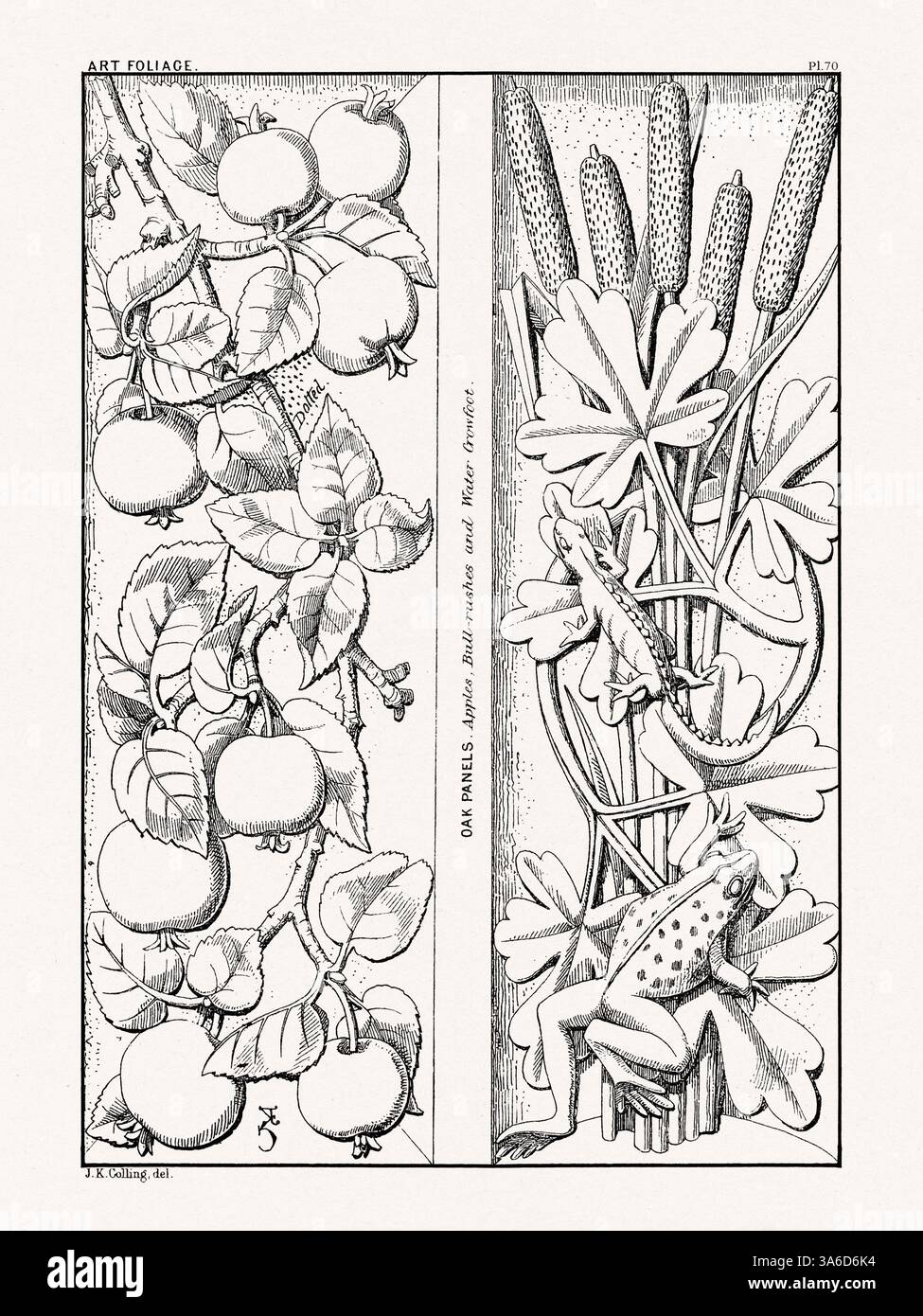 Vintage foliage ornament illustration from a book published in Boston ...