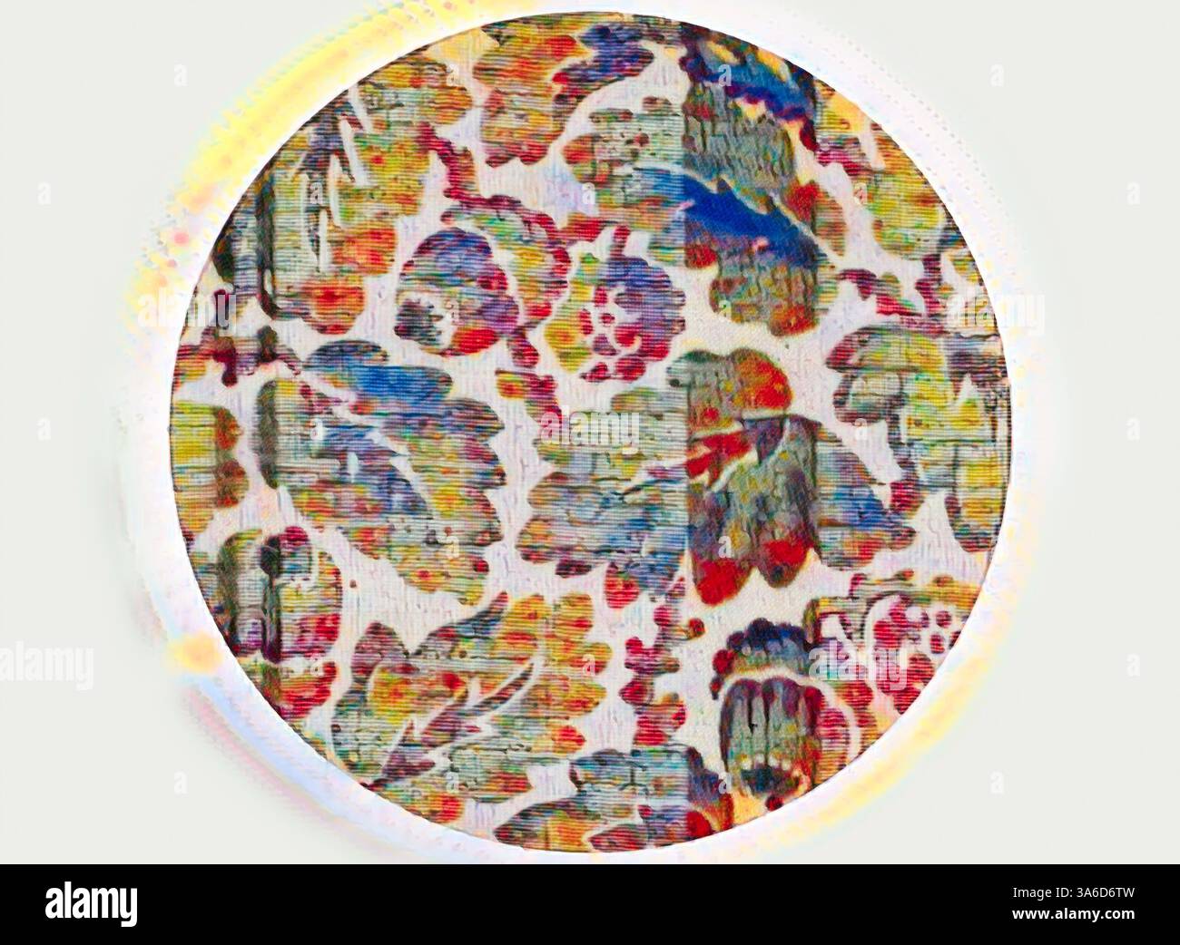 A vibrant floral pattern featuring an array of colorful leaves and ...