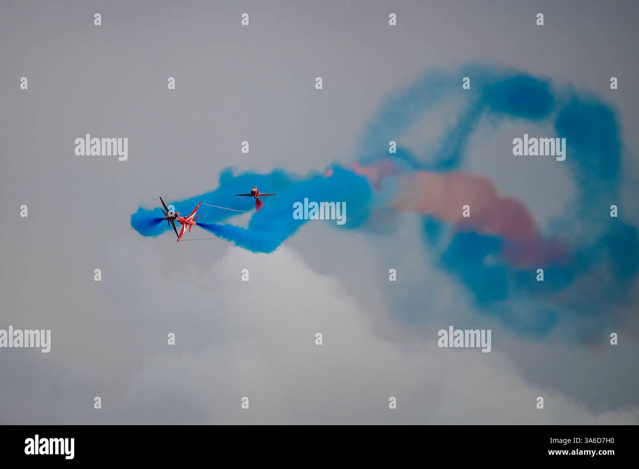 RAF's Red Arrows performing their Vortex manoeuvre at Sidmouth Regatta ...