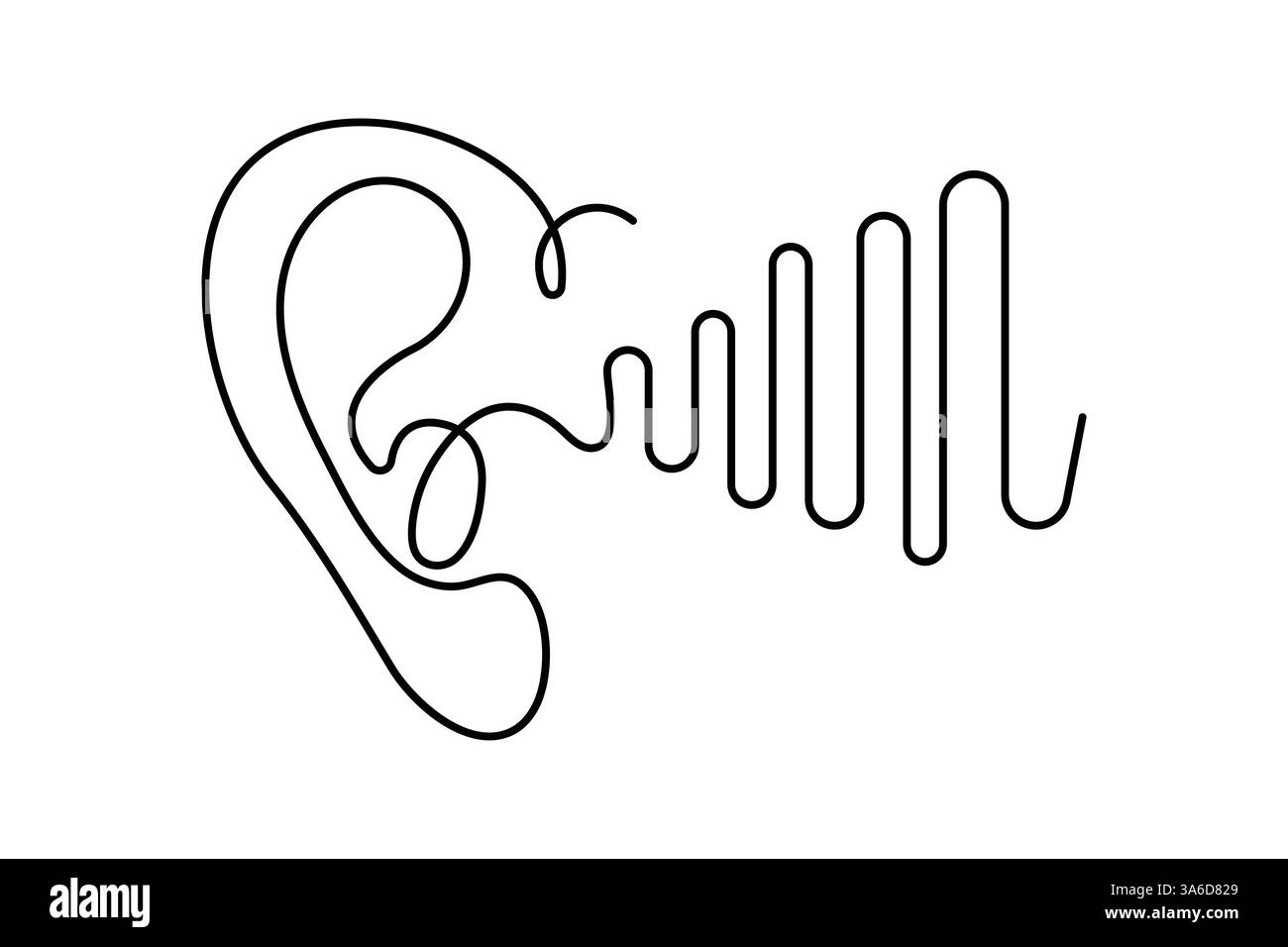 Human ear continuous line art drawing of outline vector icon with white background Stock Vector ...
