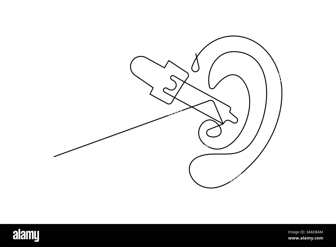 Human ear continuous line art drawing of outline vector icon with white background Stock Vector ...