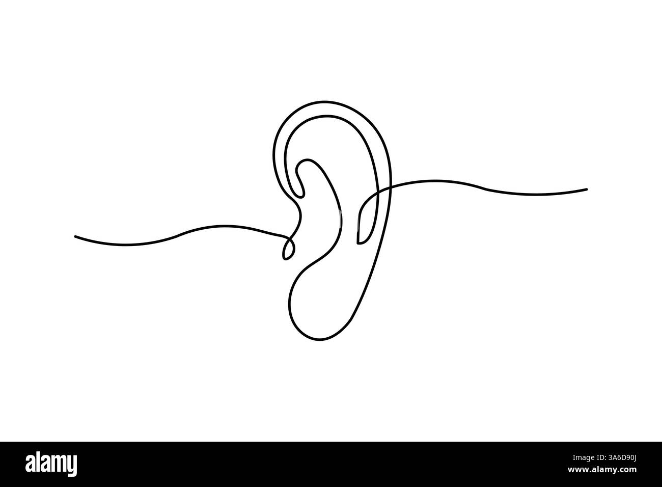 Human ear continuous line art drawing of outline vector icon with white background Stock Vector ...