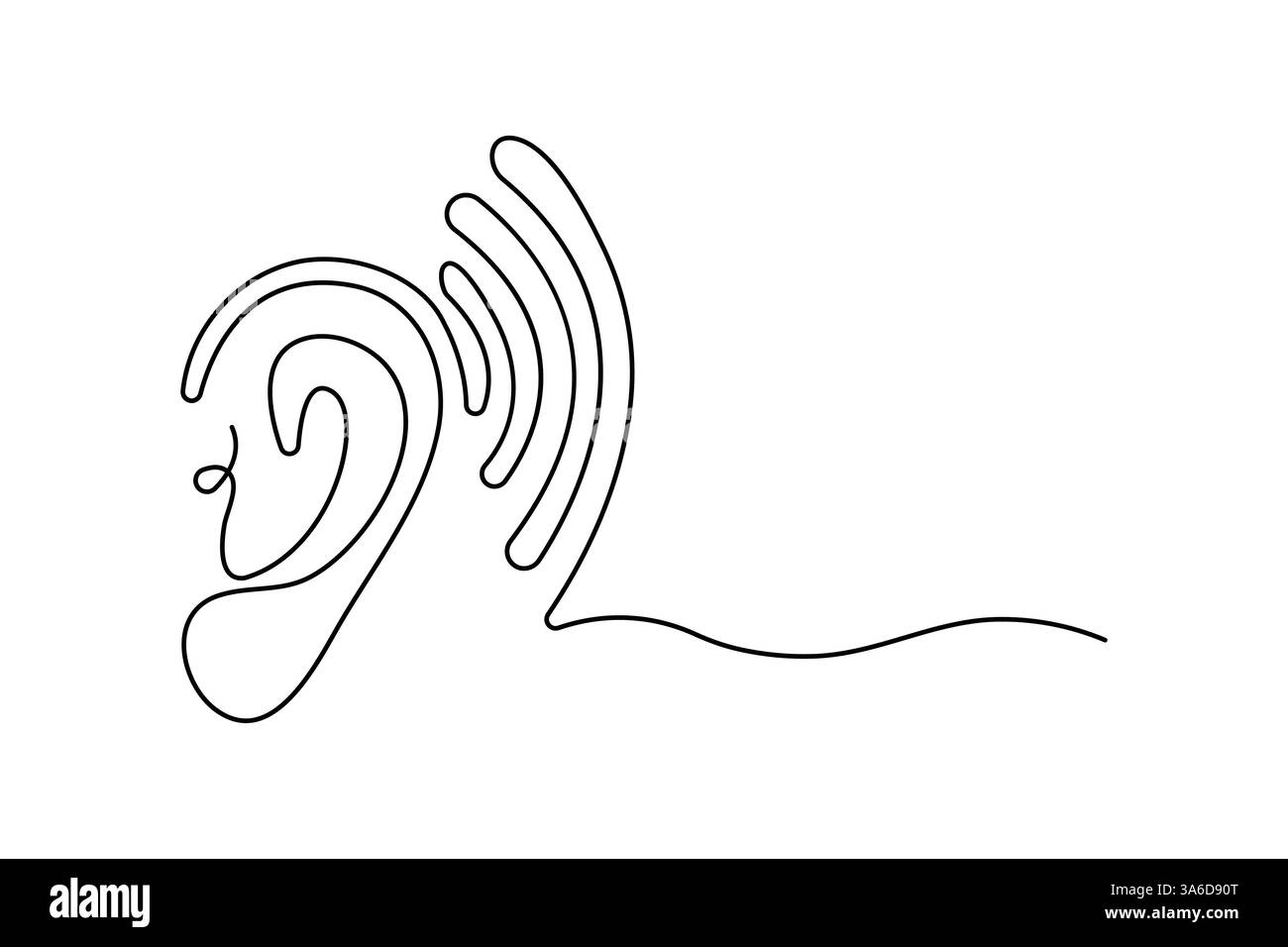 Human ear continuous line art drawing of outline vector icon with white background Stock Vector ...