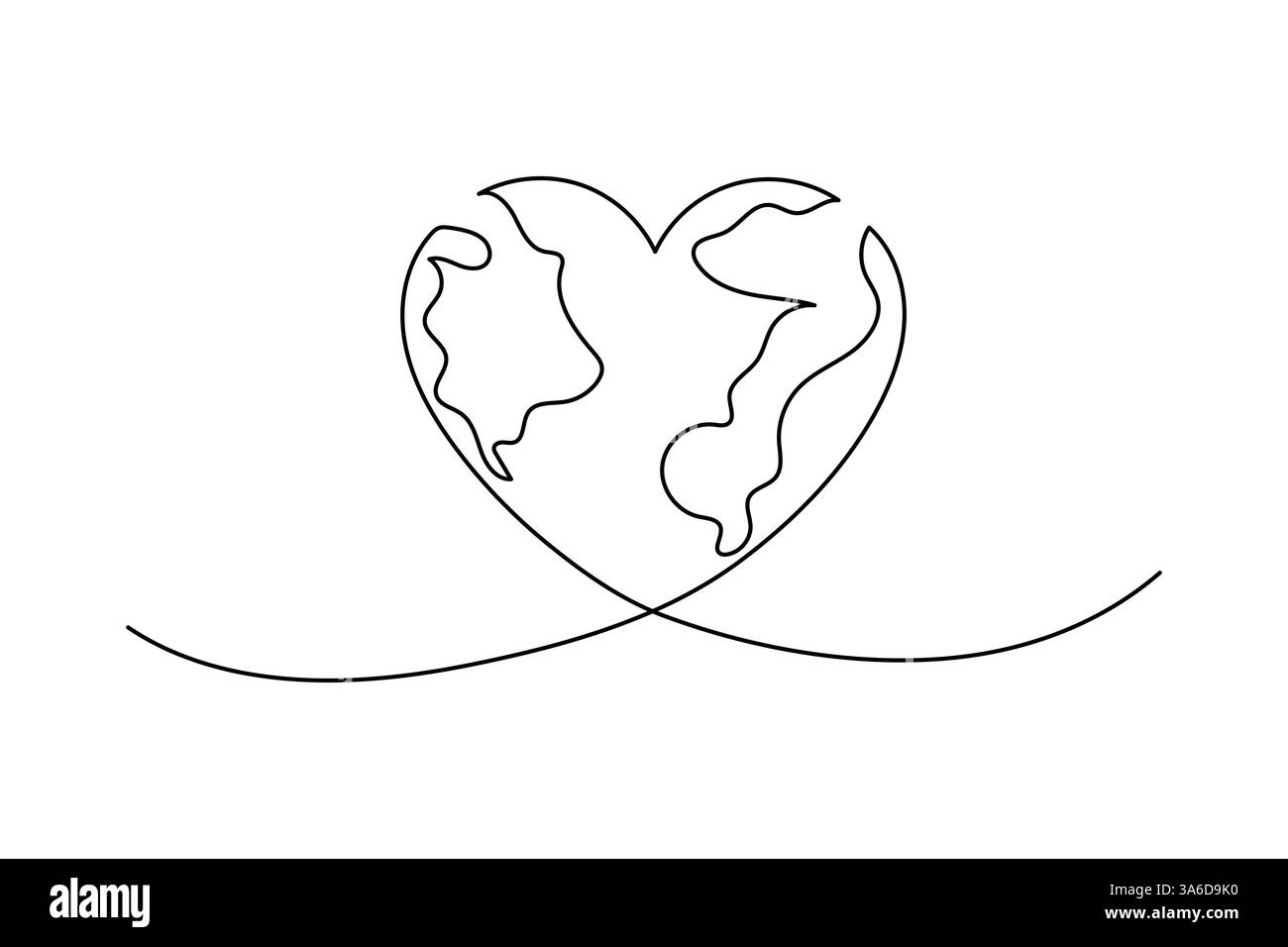 Modern earth globe one line drawing of minimalist outline vector art ...