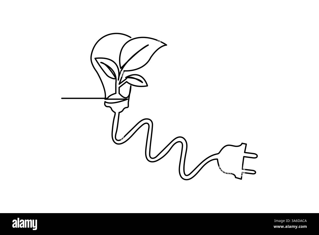 Ecology Sustainable Continuous One Line Drawing Of Isolated Outline Vector Design Black White