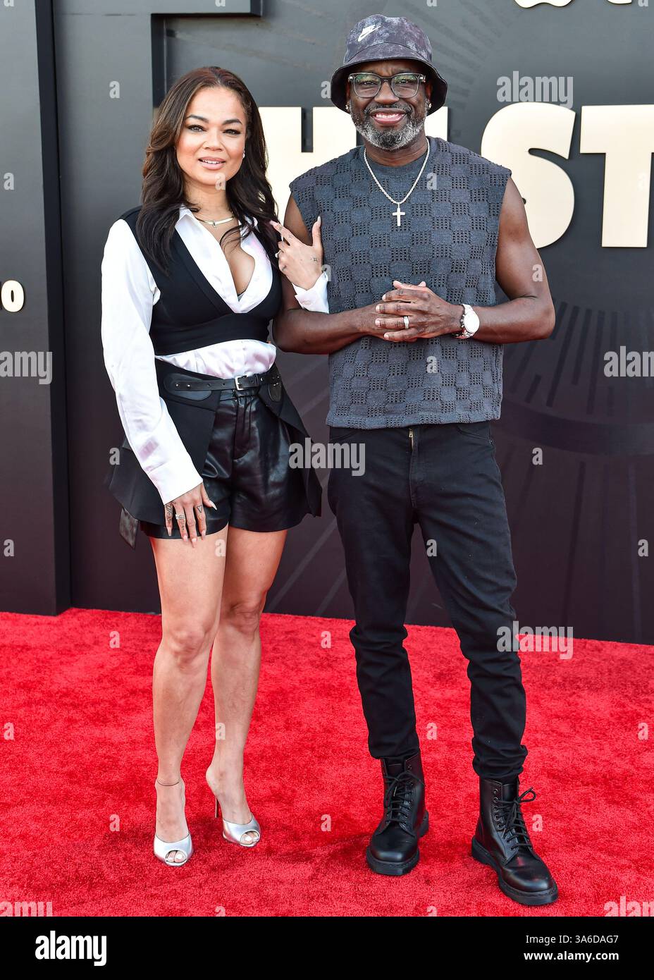 LOS ANGELES, CALIFORNIA, USA - MARCH 24: Dannella Lane and fiancé Lil Rel Howery arrive at the ...