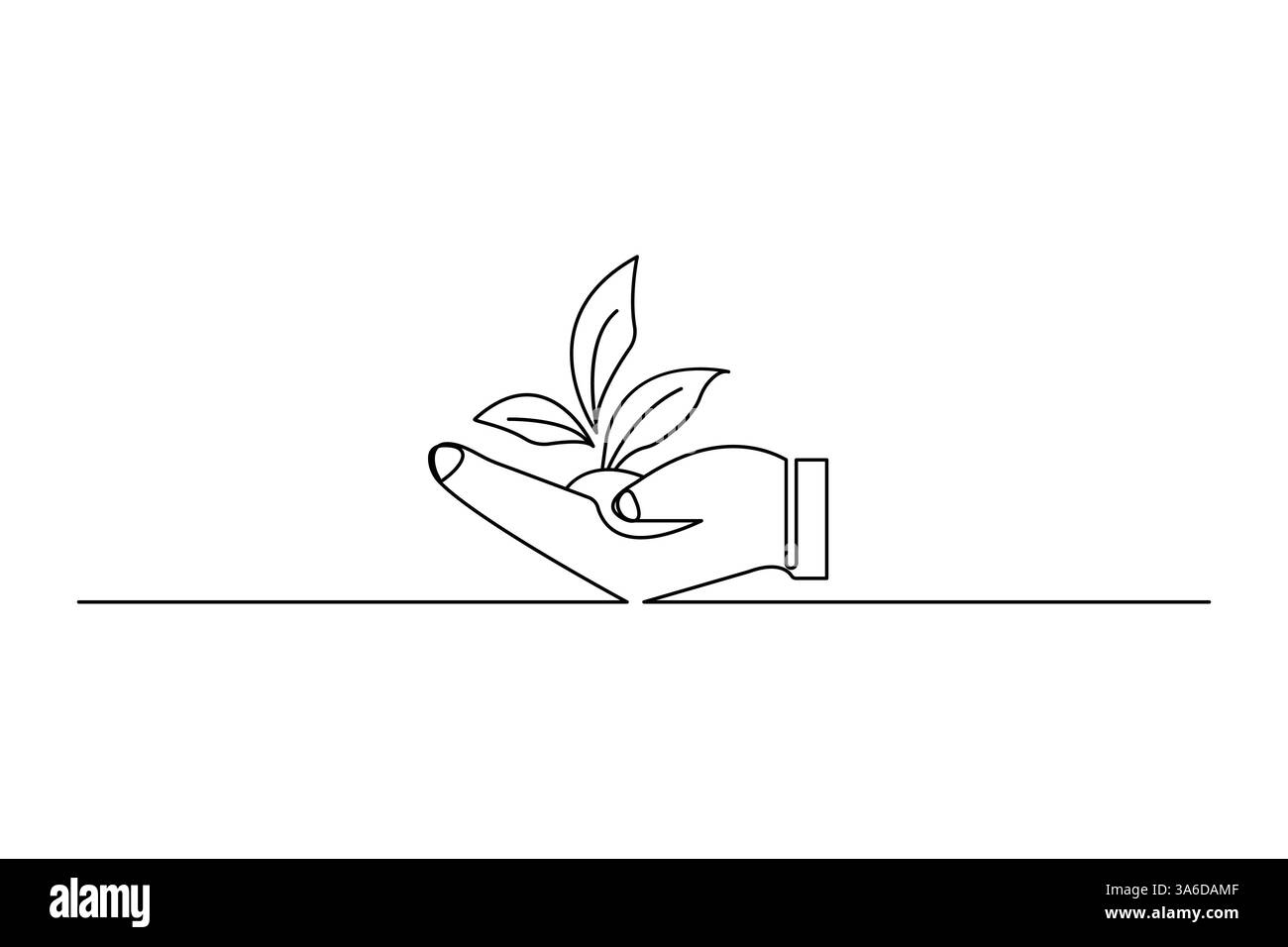 Ecology Sustainable Continuous One Line Drawing Of Isolated Outline Vector Design Black White