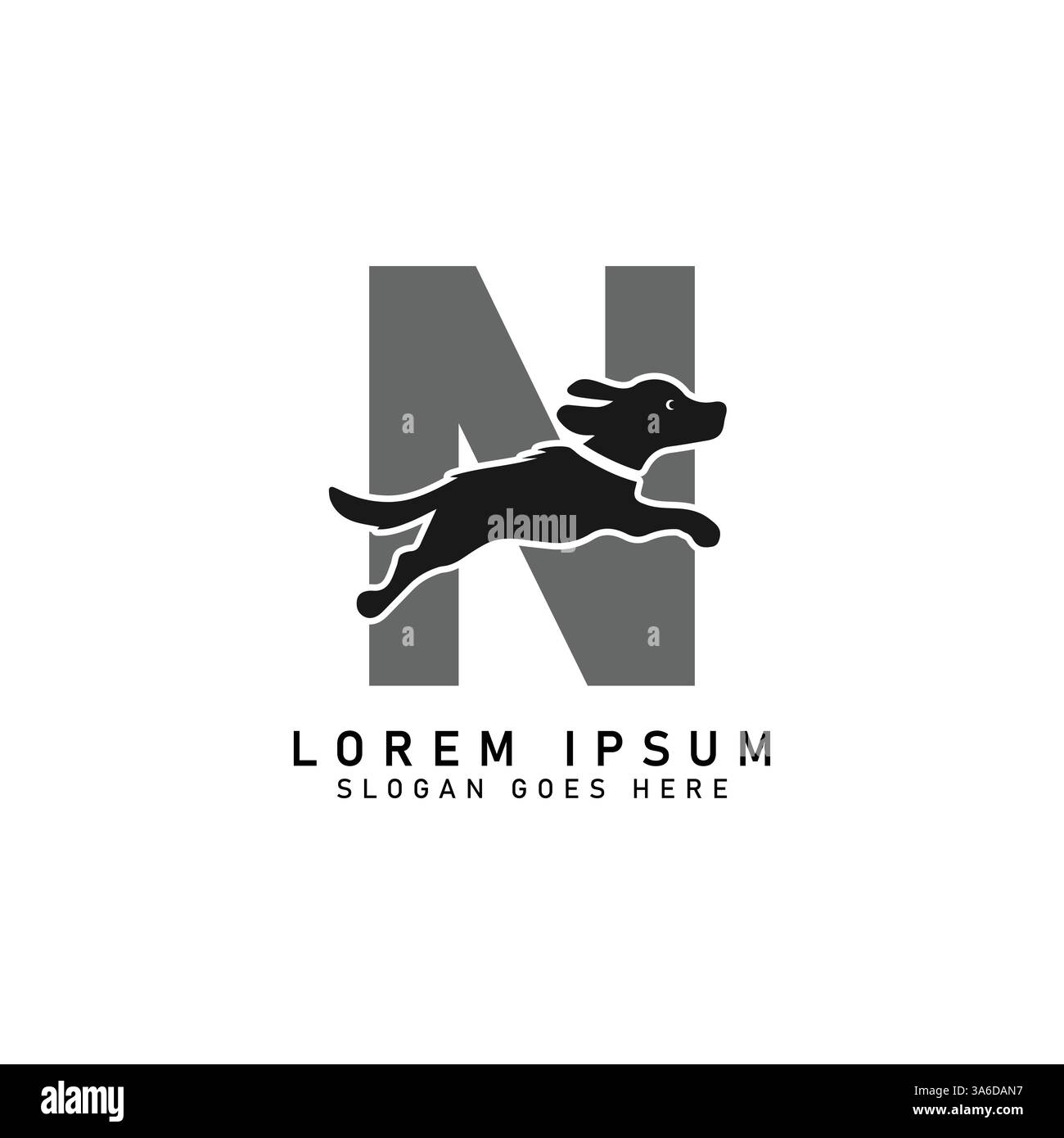 Initial Letter N Dog Logo. Alphabet N Dog Design vector illustration ...