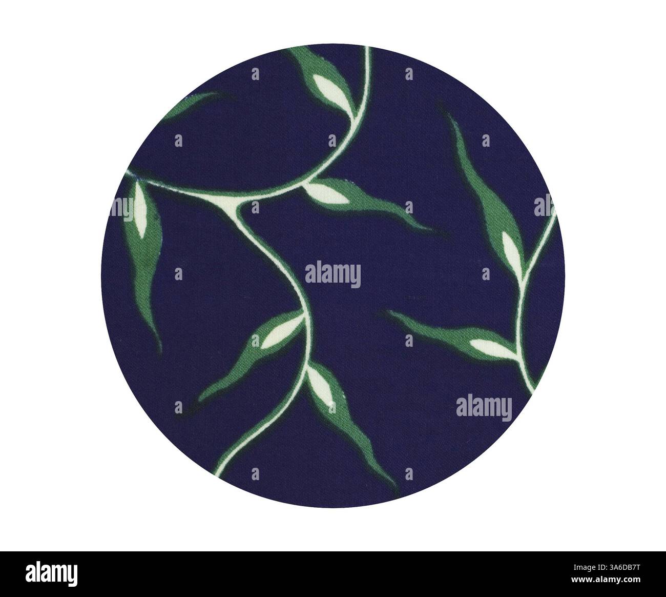 A deep navy background adorned with delicate green vines and leaves ...