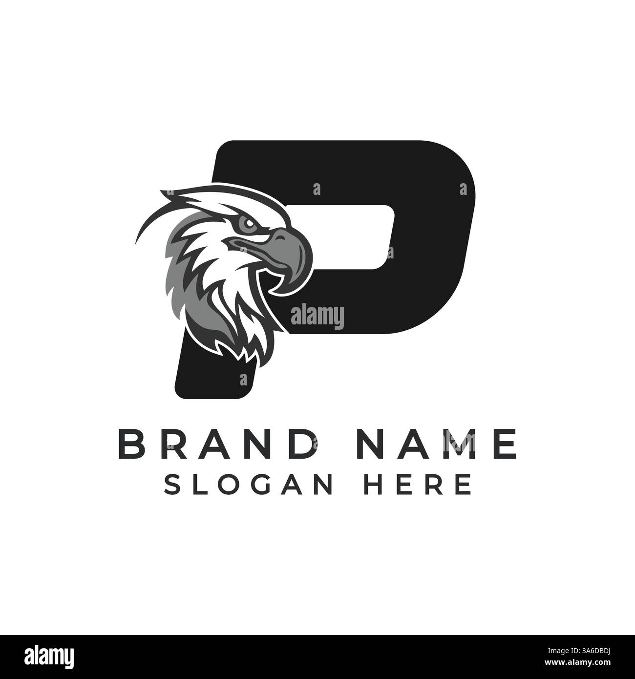 Letter P Logo Concept with Eagle face. Alphabet P Falcon Icon Stock ...
