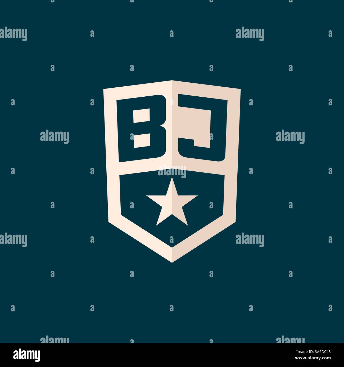 Initial BJ logo star shield symbol with simple design vector graphic ...