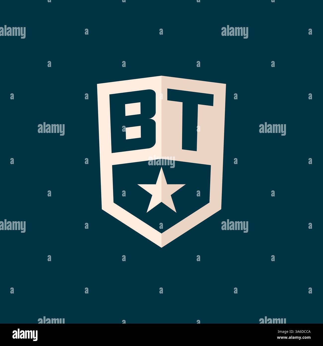 Initial BT logo star shield symbol with simple design vector graphic ...