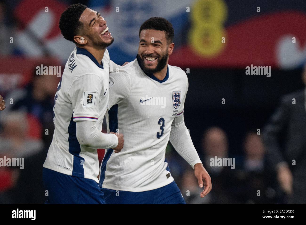 LONDON, ENGLAND - Reece James of England celebrate with Jude Bellingham ...