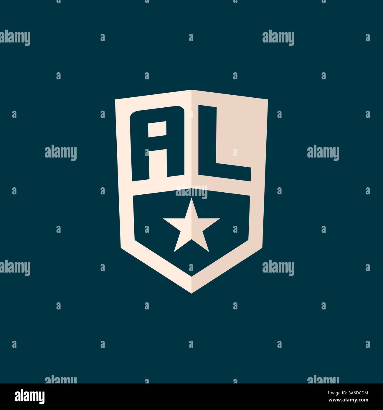 Initial AL logo star shield symbol with simple design vector graphic ...