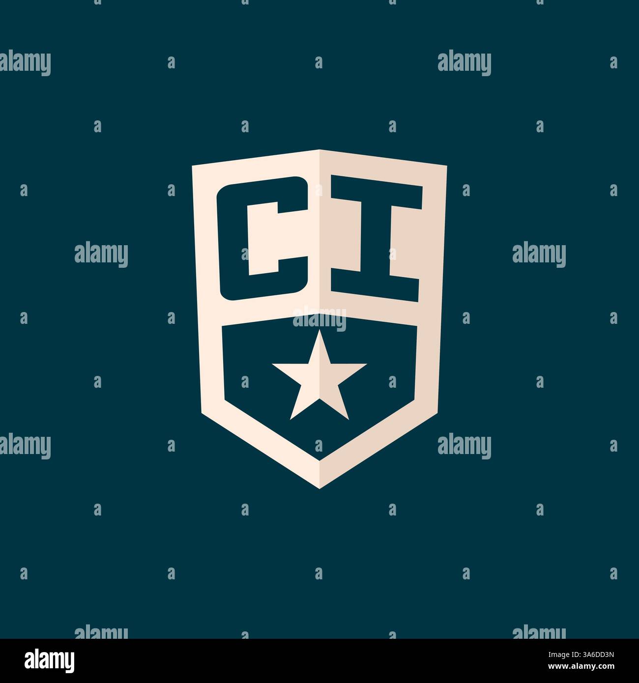 Initial CI logo star shield symbol with simple design vector graphic Stock Vector Image & Art ...