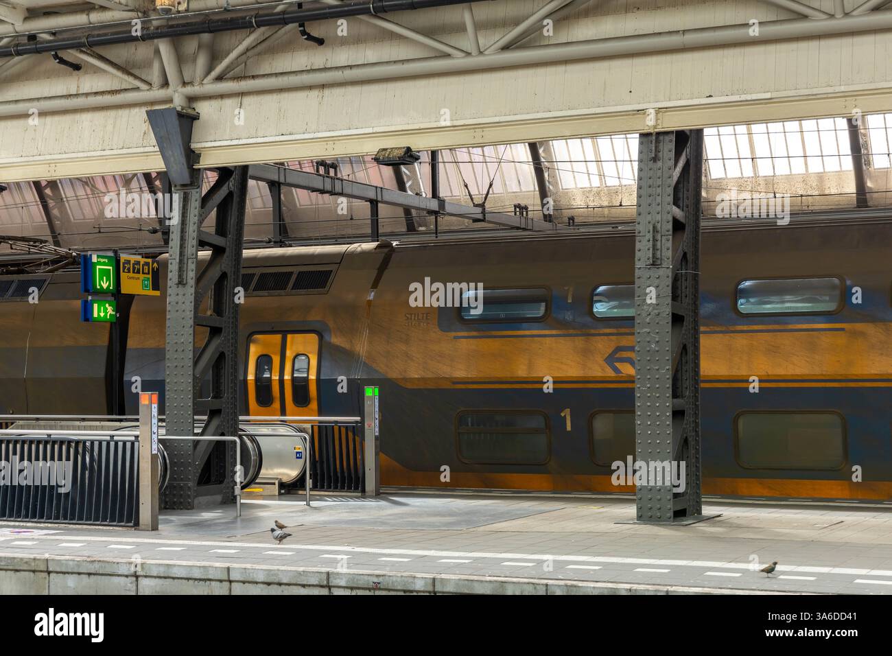 Dirty train at Amsterdam Central Station. trains are not cleaned ...