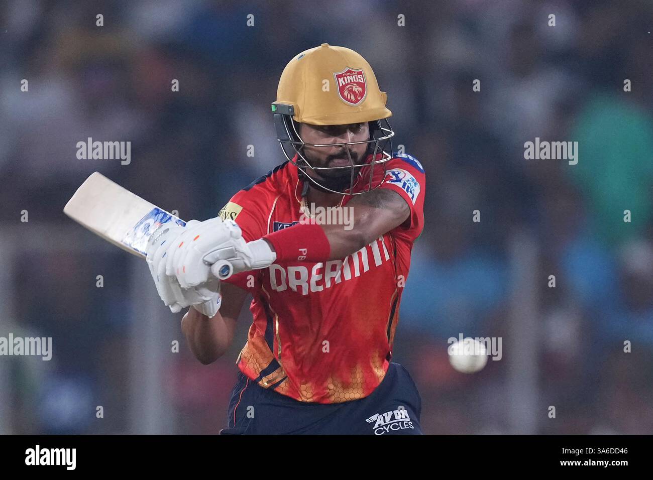 Punjab Kings' captain Shreyas Iyer plays a shot during the Indian ...