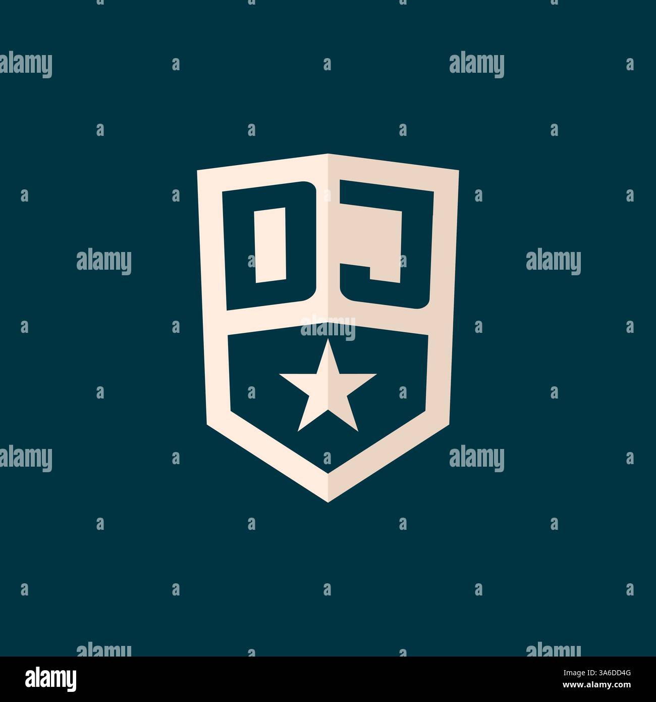 Initial DJ logo star shield symbol with simple design vector graphic ...