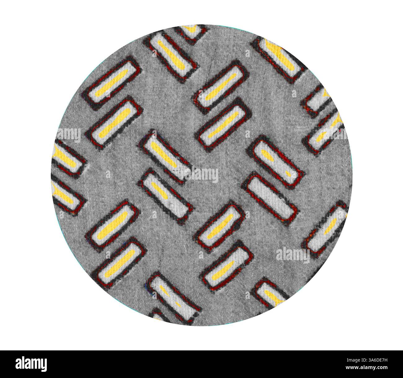 A textured fabric featuring a repetitive pattern of rectangular shapes ...