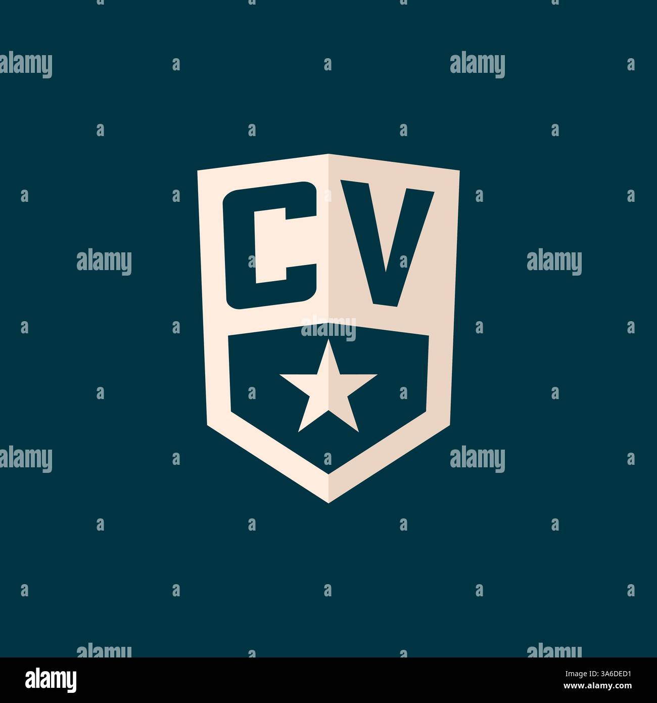 Initial CV logo star shield symbol with simple design vector graphic ...