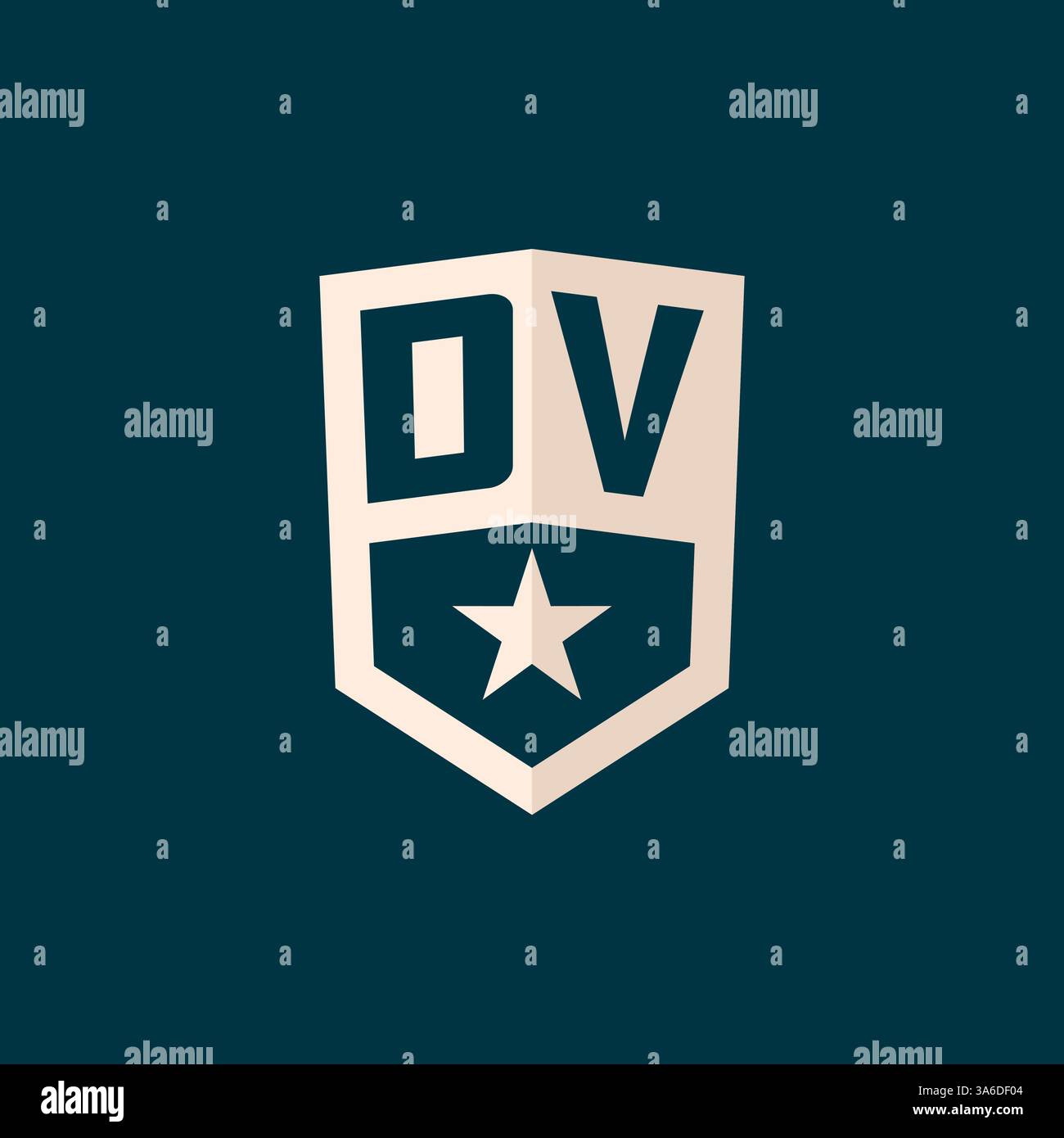 Initial DV logo star shield symbol with simple design vector graphic ...