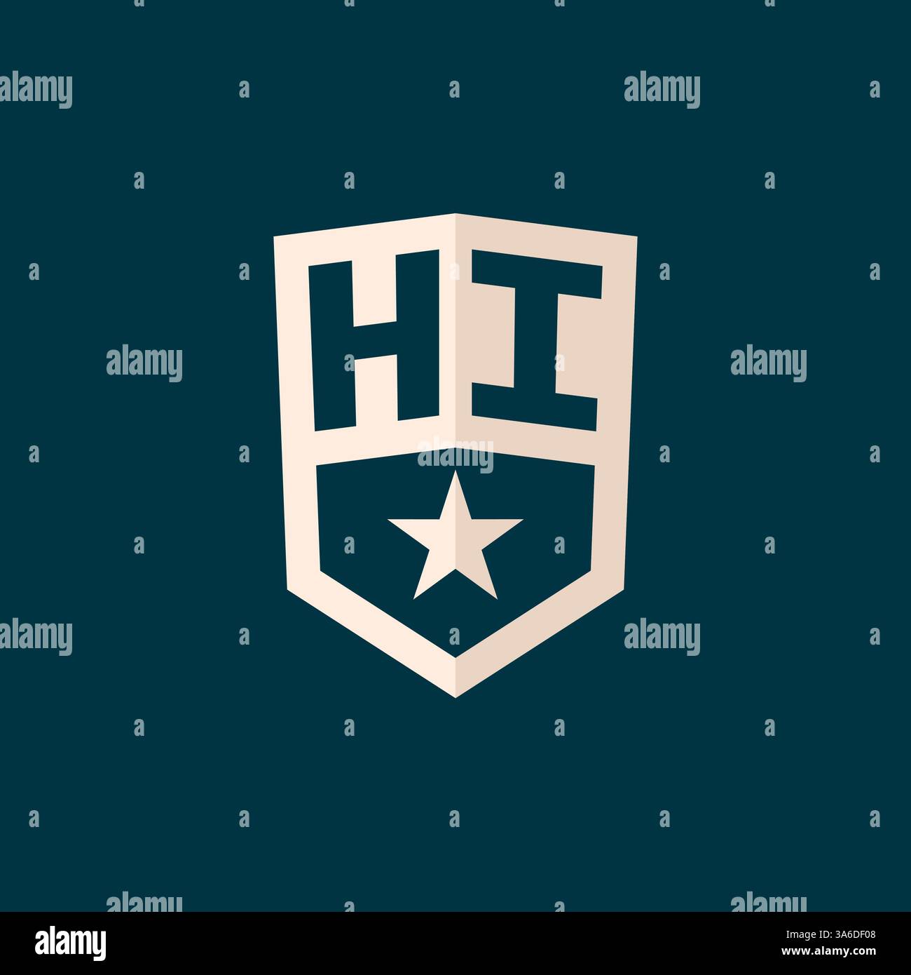 Initial HI logo star shield symbol with simple design vector graphic ...