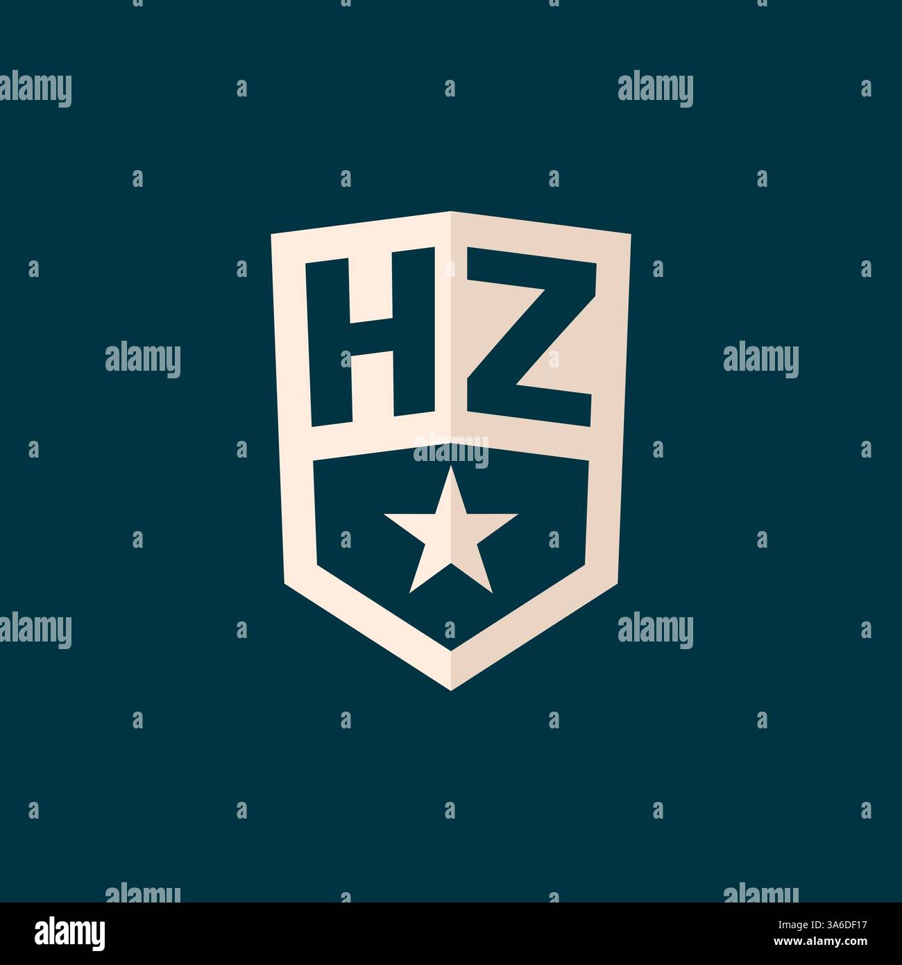 Initial HZ logo star shield symbol with simple design vector graphic ...