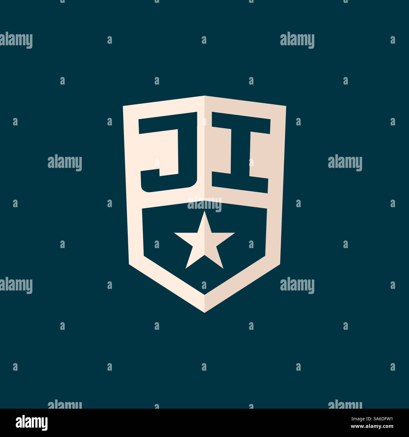 Initial JI logo star shield symbol with simple design vector graphic ...