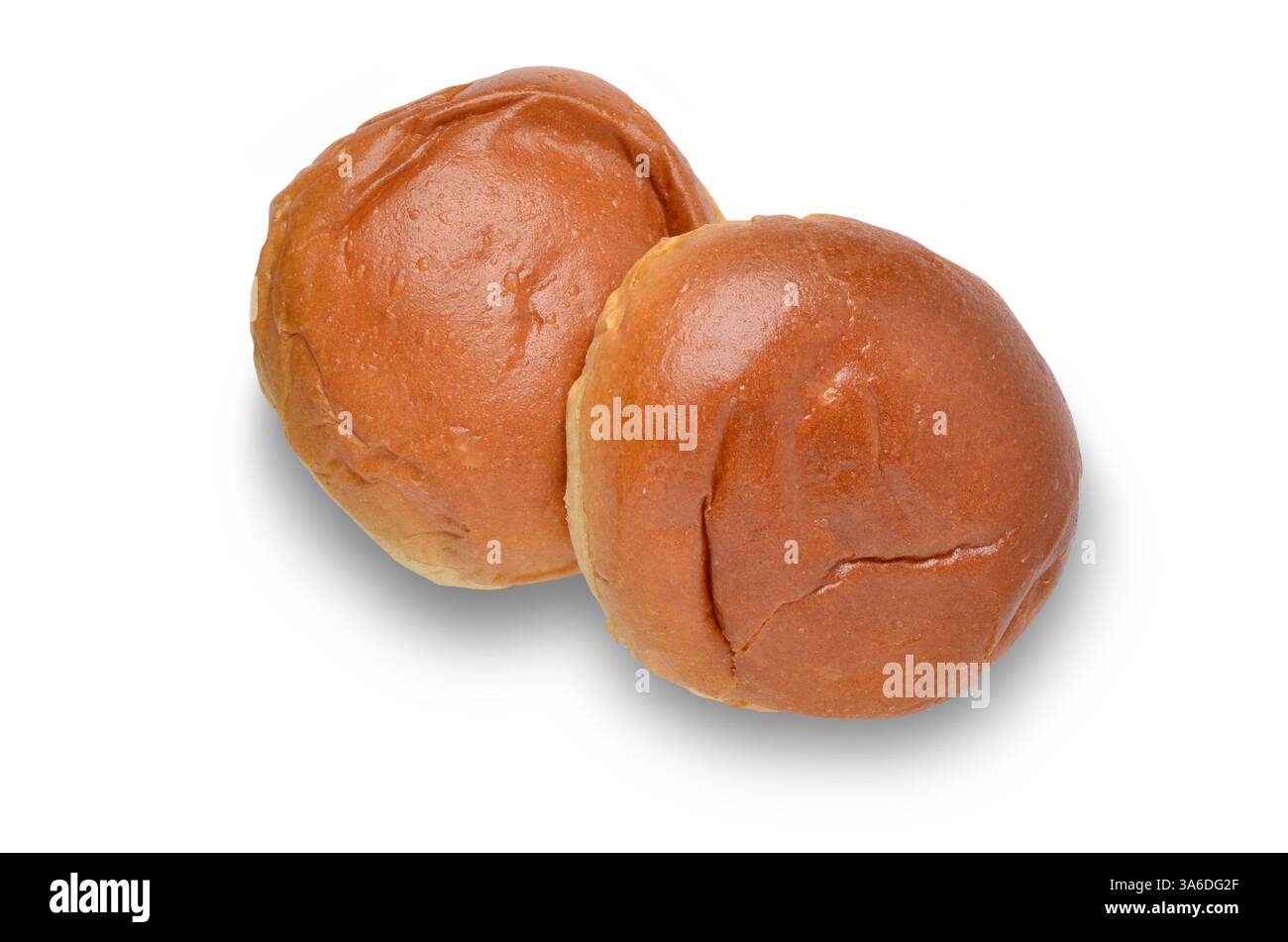Two brioche bread buns top view isolated on white with clipping path ...