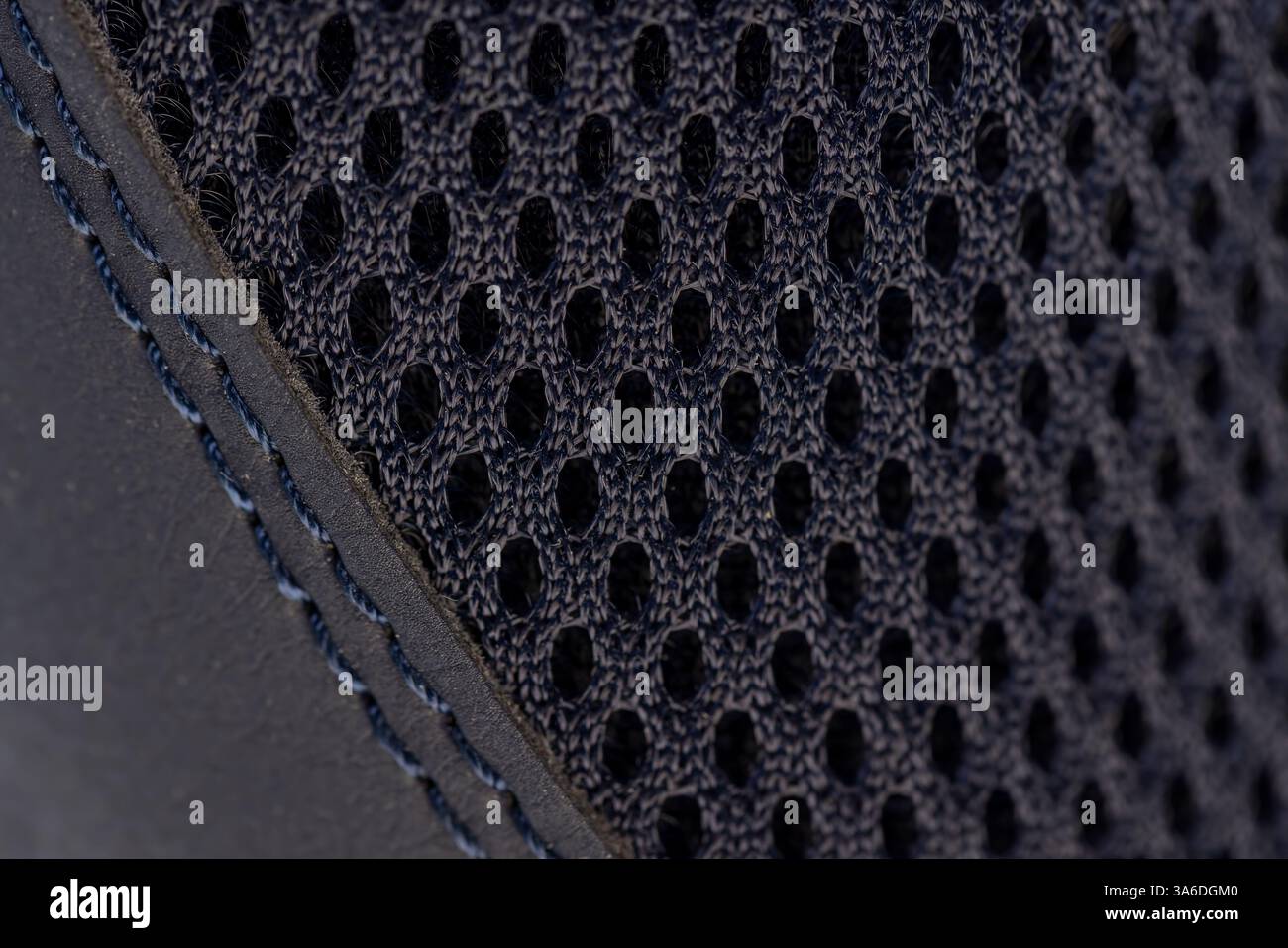thin mesh for ventilation of black sports shoes, part of the shoe is in ...