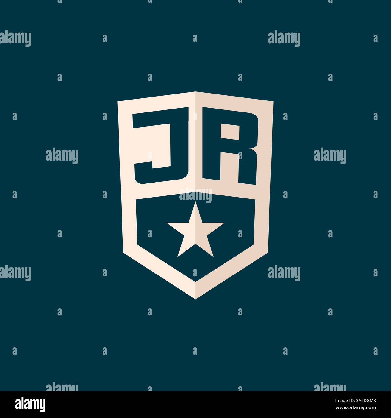 Initial JR logo star shield symbol with simple design vector graphic ...