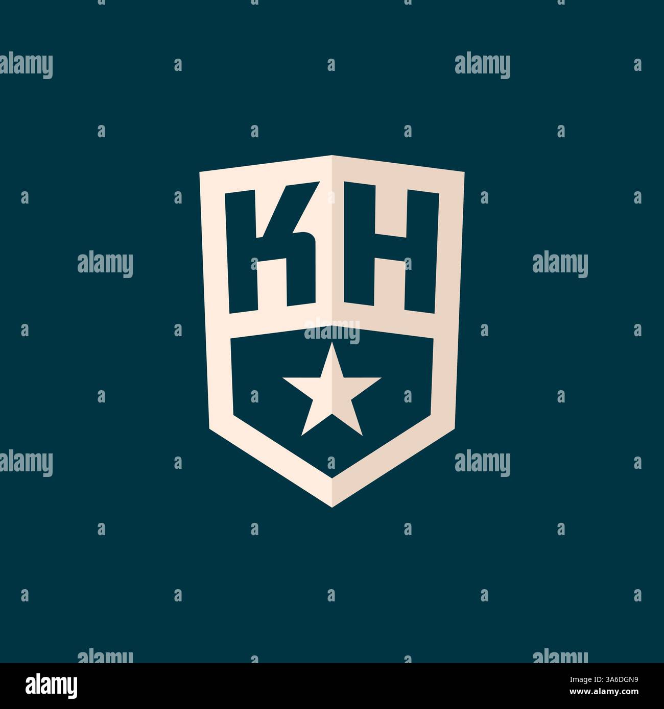 Initial KH logo star shield symbol with simple design vector graphic ...