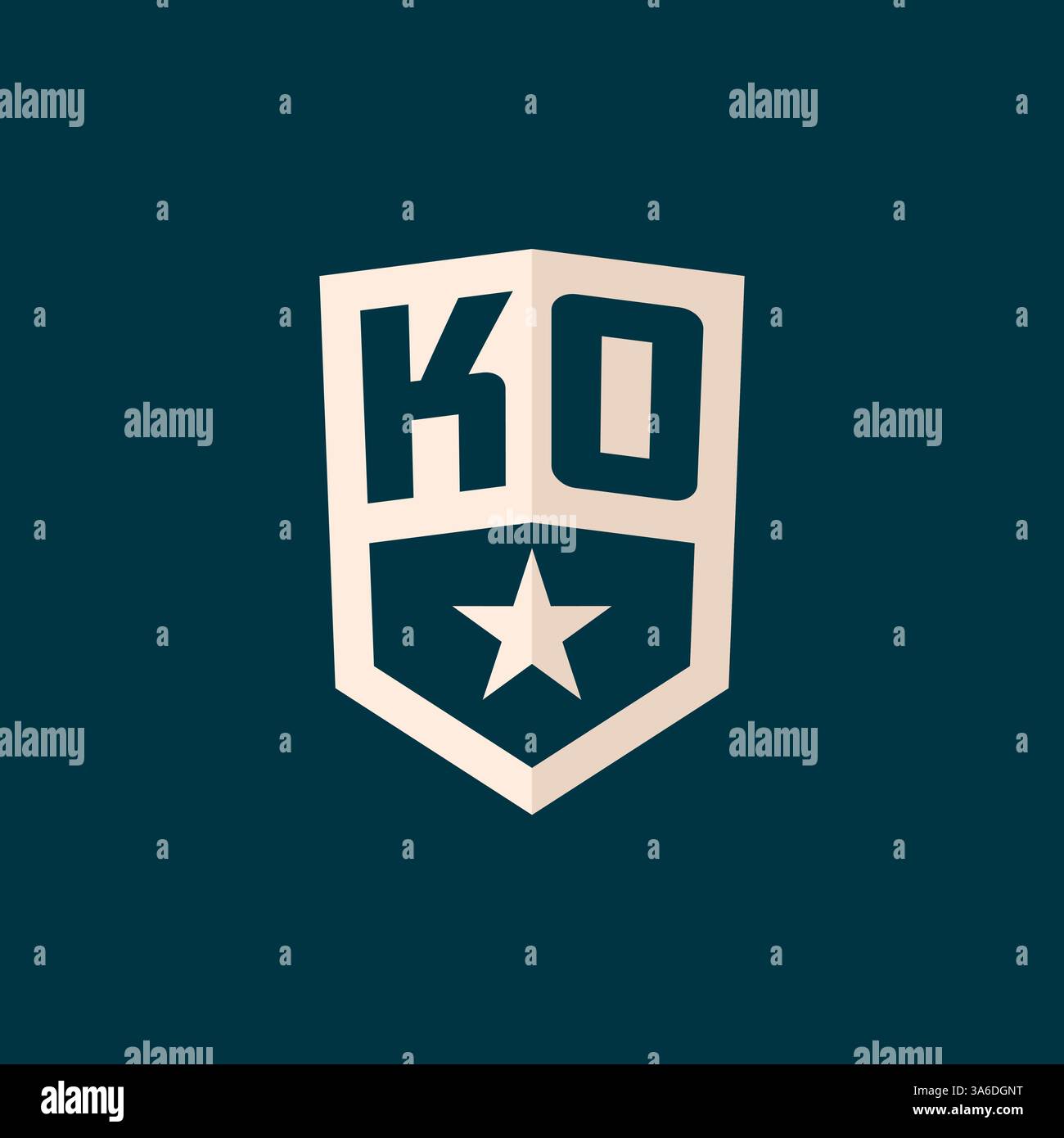Initial KO logo star shield symbol with simple design vector graphic ...