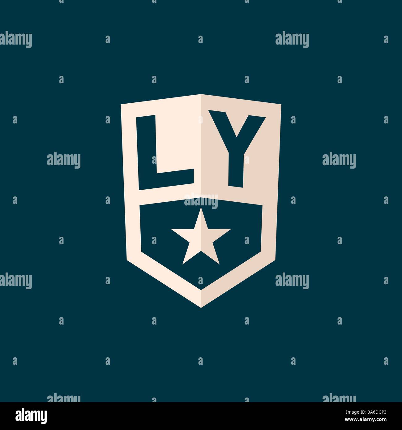 Initial LY logo star shield symbol with simple design vector graphic ...