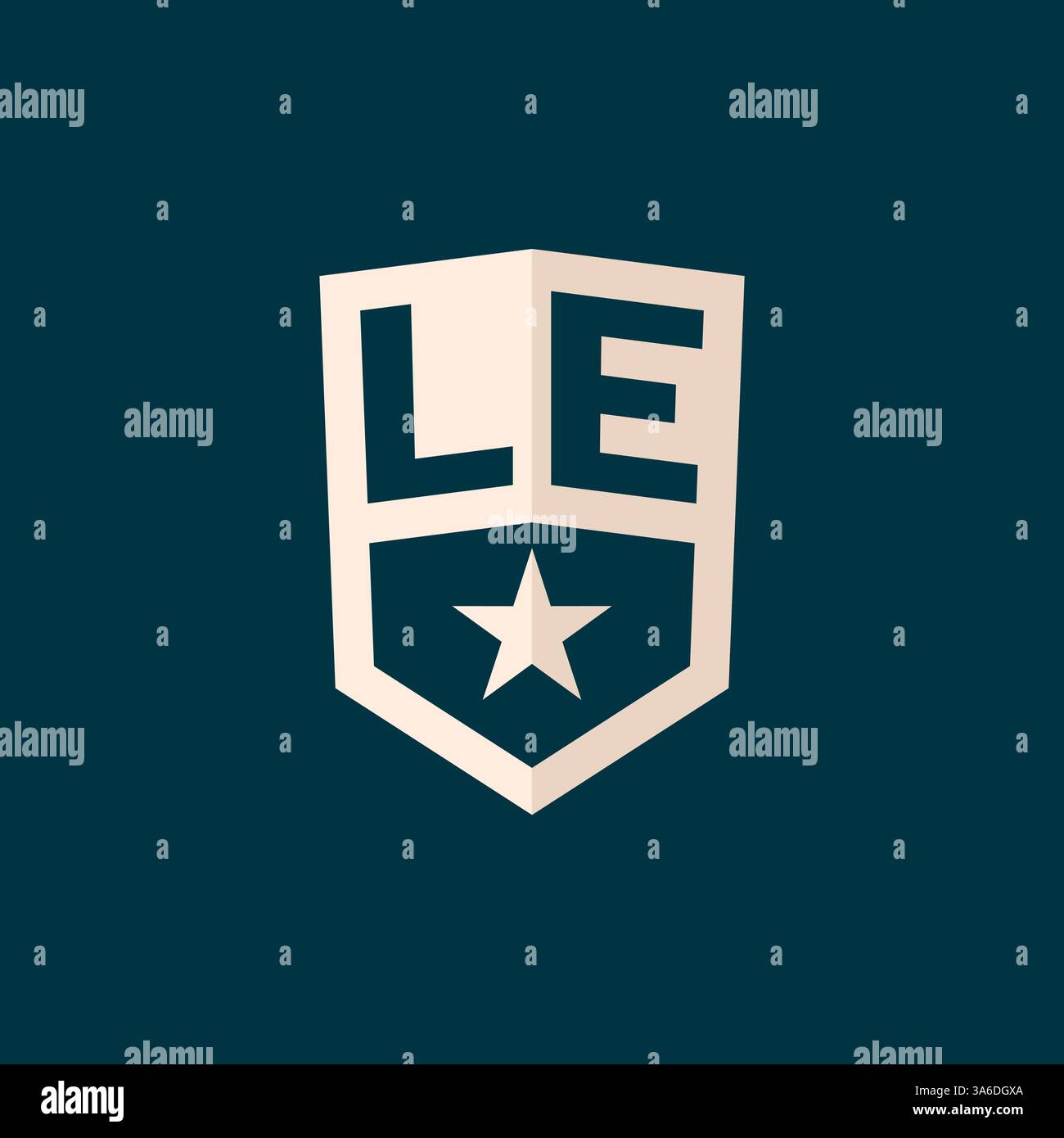 Initial LE logo star shield symbol with simple design vector graphic ...