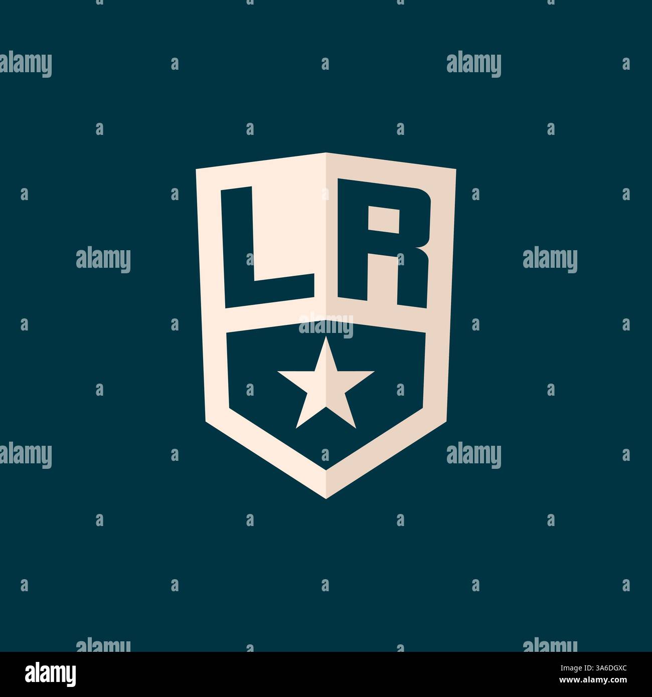 Initial LR logo star shield symbol with simple design vector graphic ...